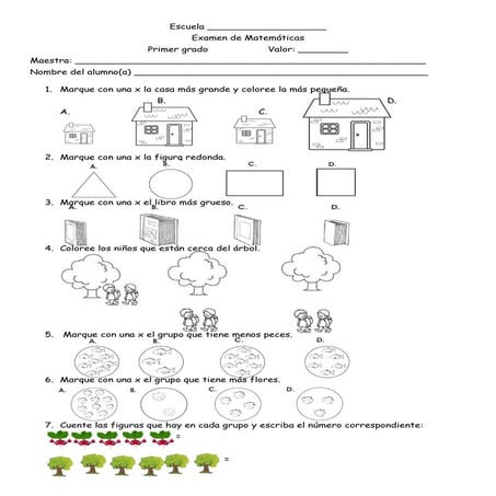 Prueba de matematicas primer grado | PDF | Education