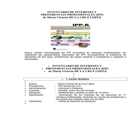 CUESTIONARIO DE INTERESES Y APTITUDES DE: LUIS HERRERA Y MONTES | DOC