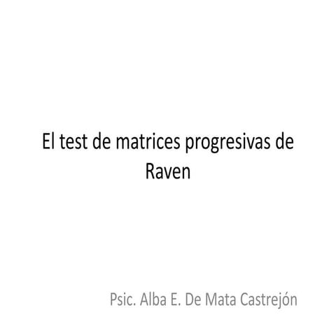 Test Raven versión de adultos, protocolo resuelto | PDF