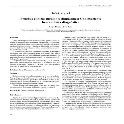 Pruebas con diapasones. | PDF