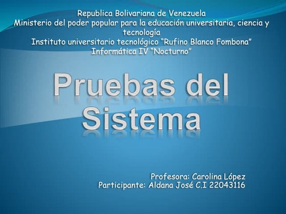 Pruebas del sistema | PPTX | Programming Languages | Computing