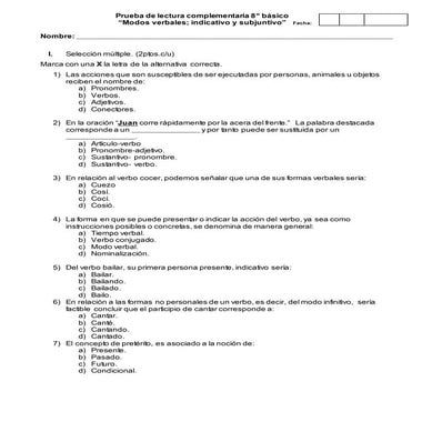 Prueba verbos 8 | DOCX