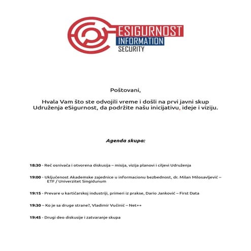 Prvi skup udruženja eSigurnost | PDF