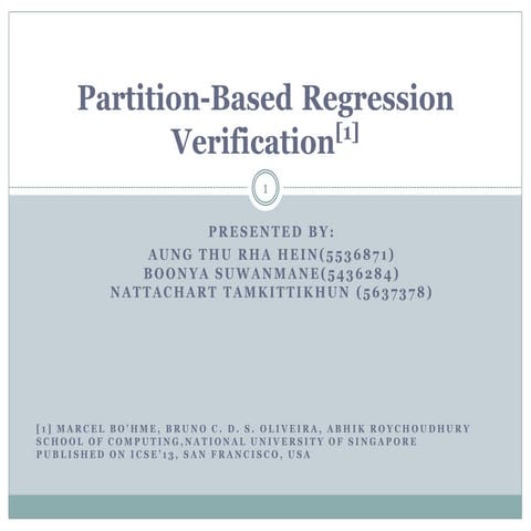 Partitioned Based Regression Verification Ppt