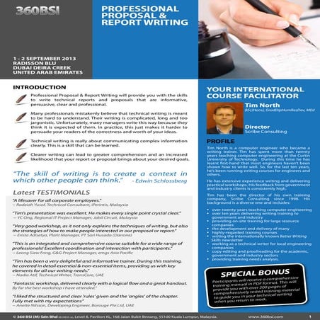 Professional Proposal & Report Writing 01 - 02 September 2013 Dubai UAE ...