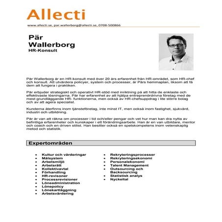 Pär wallerborg konsultprofil allecti 201709 | PDF