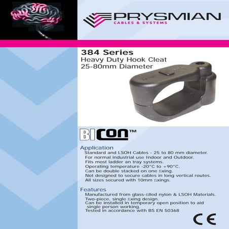 Prysmian BICON 370 Claw Cable Cleats - Spec Sheet | PDF