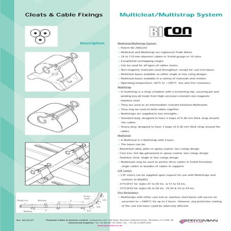 Prysmian Cable Cleats - Bicon Multicleats & Bicon Multistraps ...