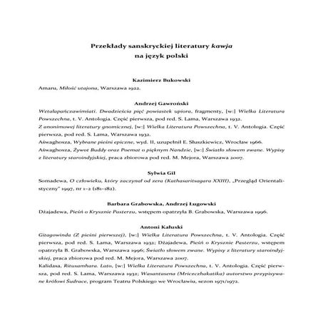 Przeklady sanskryckiej literatury kawja na jezyk polski | PDF
