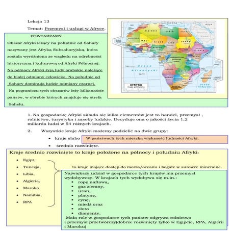 Przemysl i uslugi w afryce | PDF
