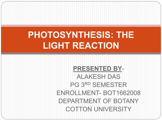 Light reaction of photosynthesis | PPTX