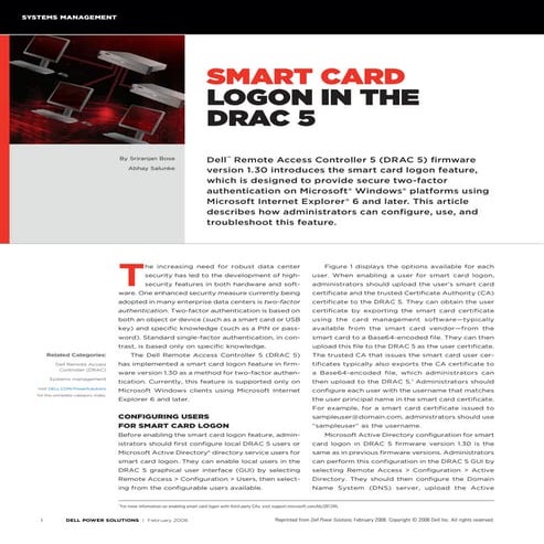 Smart card logon in DRAC5 | PDF