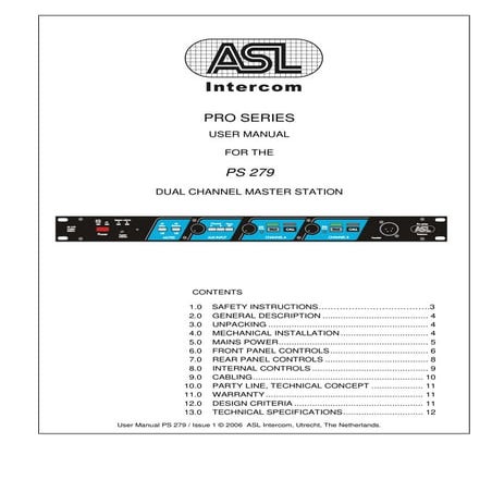 ASL Intercom PS279 | PDF