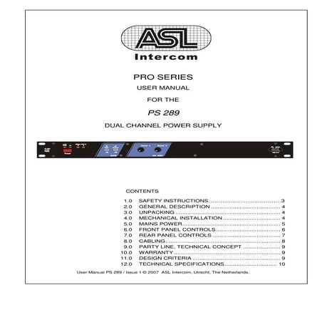 ASL Intercom PS289 | PDF