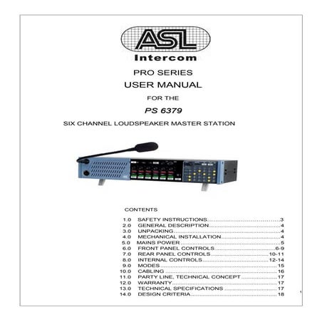 ASL Intercom PS 6379 | PDF