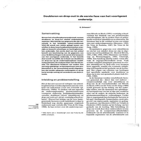 Geert Driessen (1994) PS Doubleren en drop-out in de eerste fase van ...