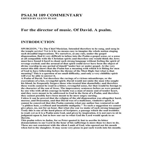 Psalm 109 commentary | PDF