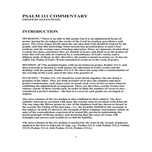 Psalm 111 commentary | PDF