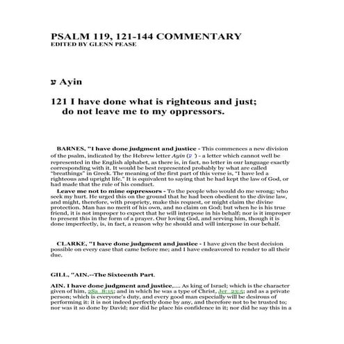 Psalm 119, 121 144 commentary | PDF
