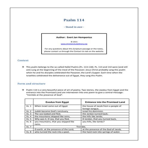 Psalm 114 - Sermon Outline | PDF