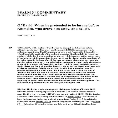 Psalm 34 commentary | PDF
