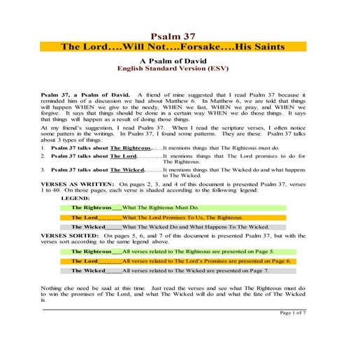 BIBLE - Psalm 37 | PDF