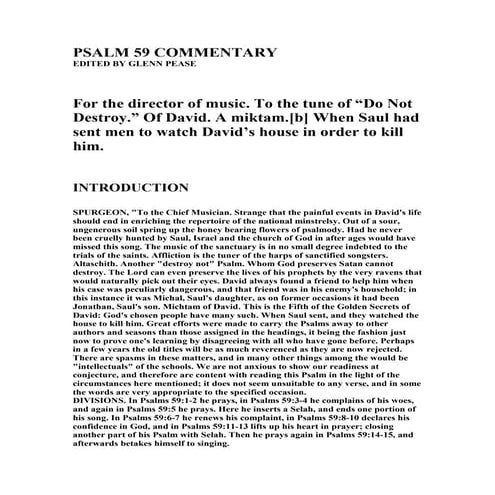 Psalm 59 commentary | PDF