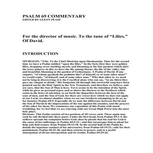 Psalm 69 commentary | PDF