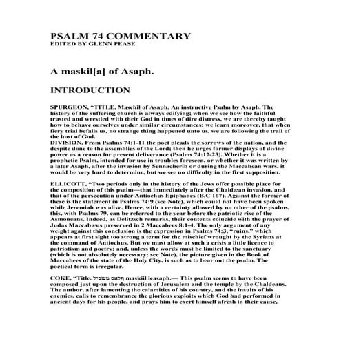 Psalm 74 commentary | PDF