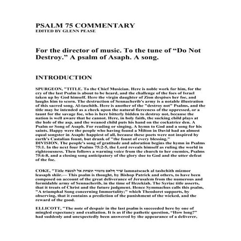 Psalm 75 commentary | PDF