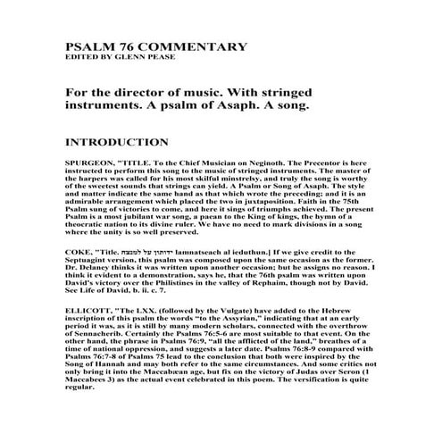 Psalm 76 commentary | PDF