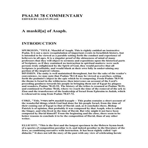 Psalm 78 commentary | PDF | Christianity | Religion & Spirituality