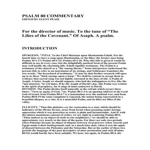 Psalm 80 commentary | PDF