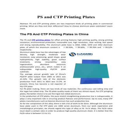 PS and CTP Printing Plates | PDF