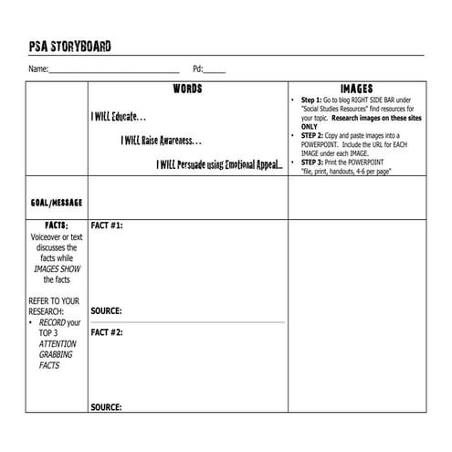 PSA Storyboard & Student Model | PDF