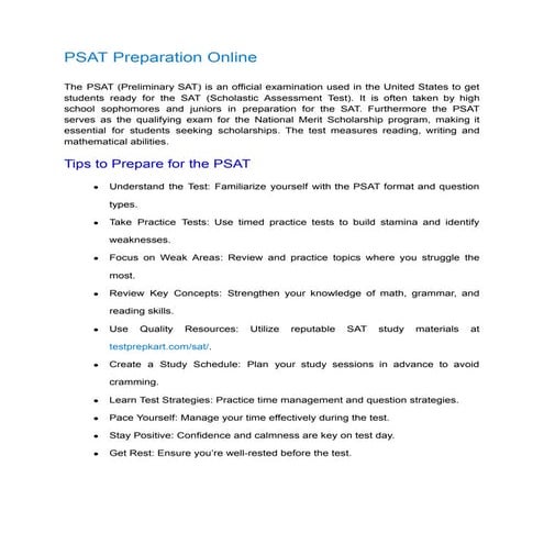 Effective PSAT Preparation Online Guide" | PDF