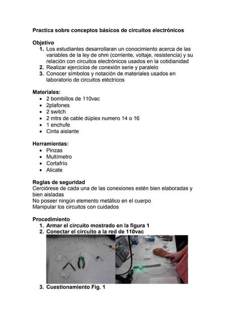 Practica sobre conceptos basicos de circuitos electricos (1) | PDF