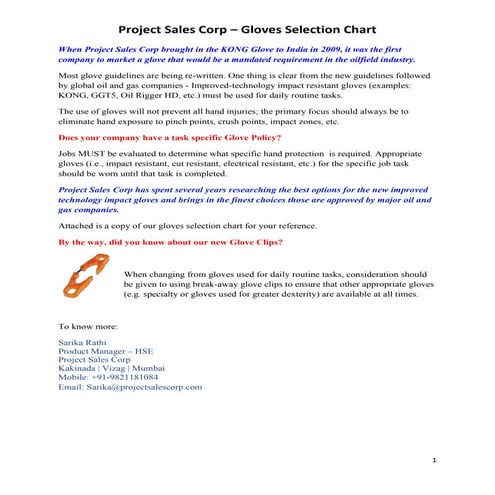 Psc gloves selection chart | PDF