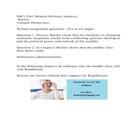 PSCI 2261 Modern Political Analysis Bartles Unequal Democracy.docx