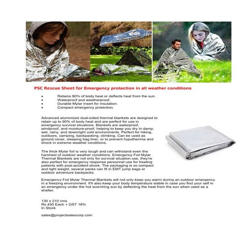 PSC Rescue Sheets for All Weather Protection | PDF