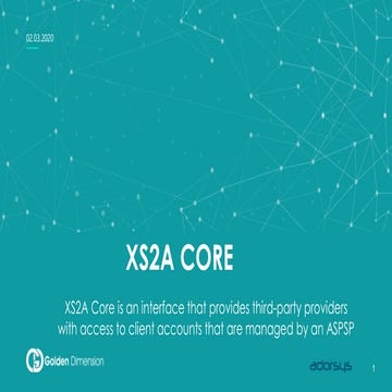 PSD2 XS2A Core Golden Dimension | PDF