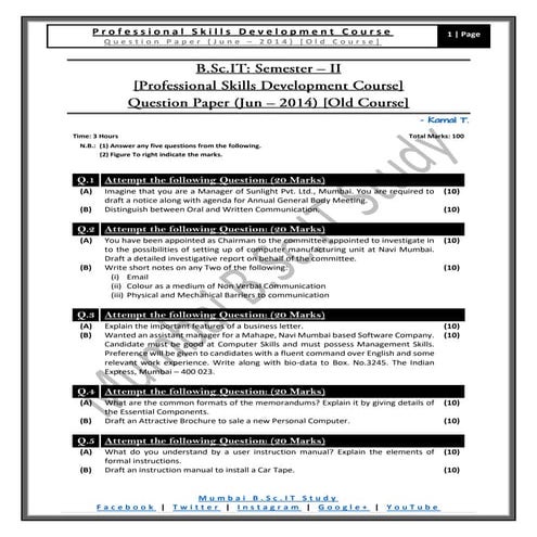 [Question Paper] Professional Skills Development Course (Old Course ...