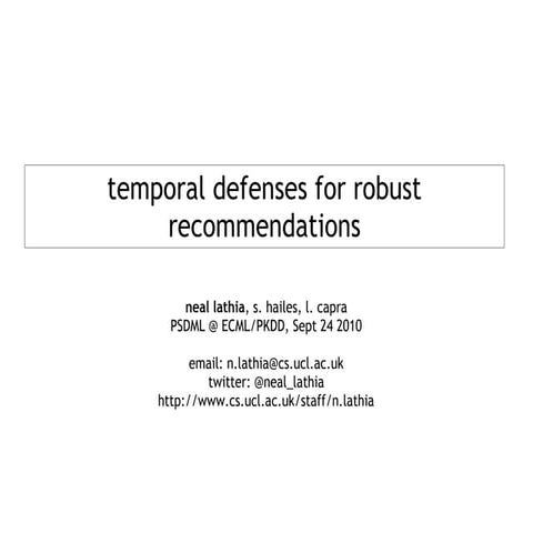 Temporal Defenses for Robust Recommendations | PDF | Technology & Computing