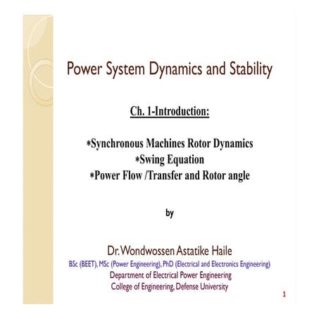 POWER SYSTEM DYNAMICS AND STABLITY CHAP1 | PDF