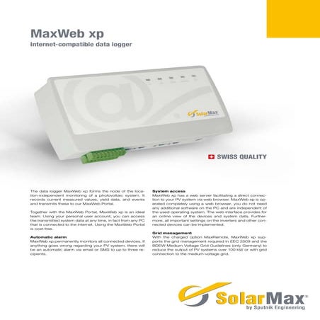SolarMax Webb Interface | PDF