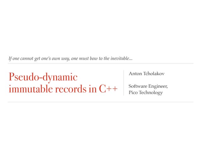 Pseudo Dynamic Immutable Records In C Ppt 8370