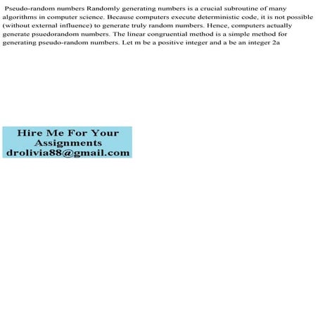 Pseudo Random Numbers Randomly Generating Numbers Is A Crucial Subroupdf 0480