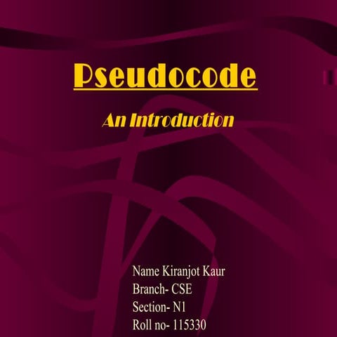 Pseudocode Basics Ppt