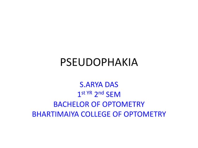 Pseudophakia | PPT