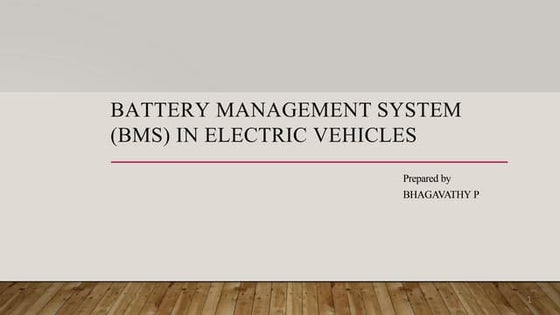 BATTERY MANAGEMENT SYSTEM (BMS) IN ELECTRIC VEHICLES | PPT